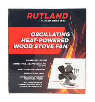 Oscillating Wood Stove Fan, 5-Blade Heat-Powered | Rutland